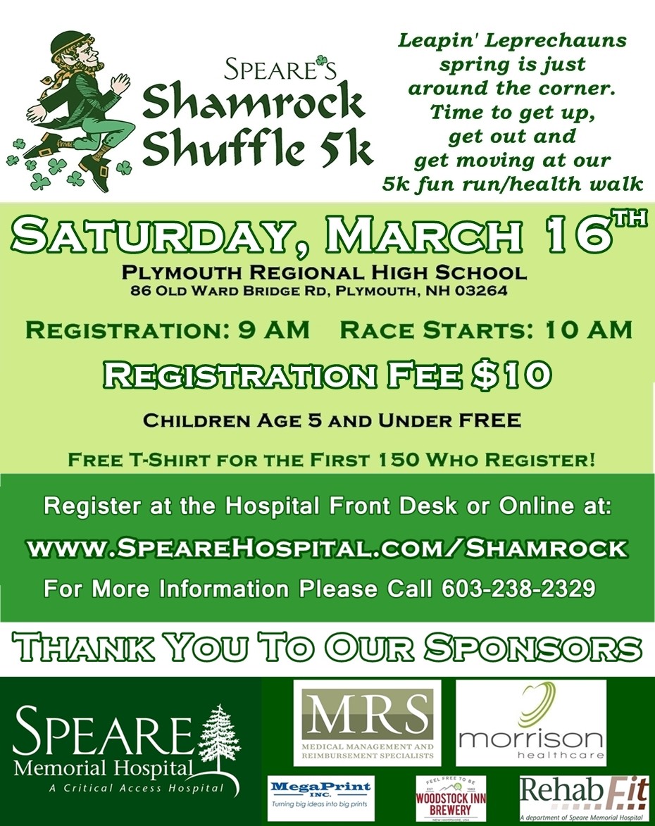 Join the 6th Annual Speare Shamrock Shuffle! - Speare Memorial Hospital